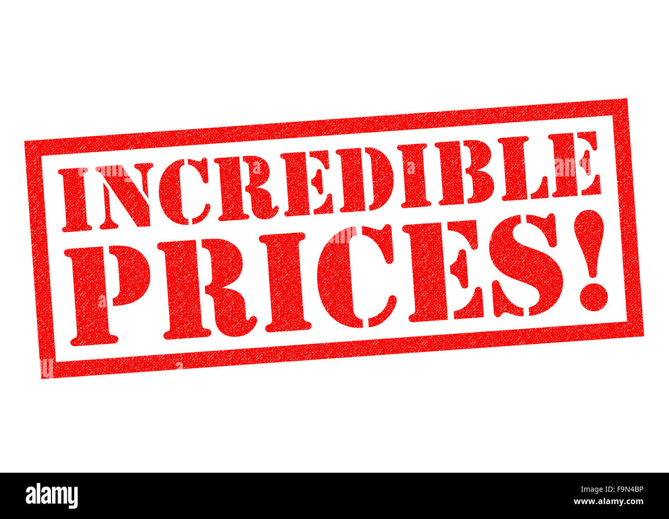 INCREDIBLE PRICES! red Rubber Stamp over a white background Stock Photo ...