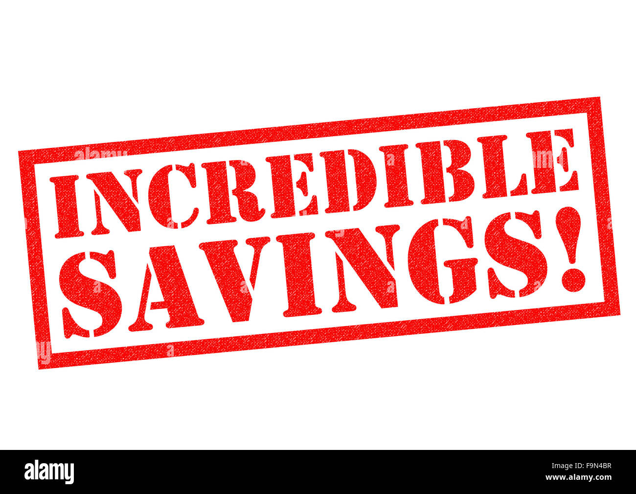 INCREDIBLE SAVINGS! red Rubber Stamp over a white background Stock ...