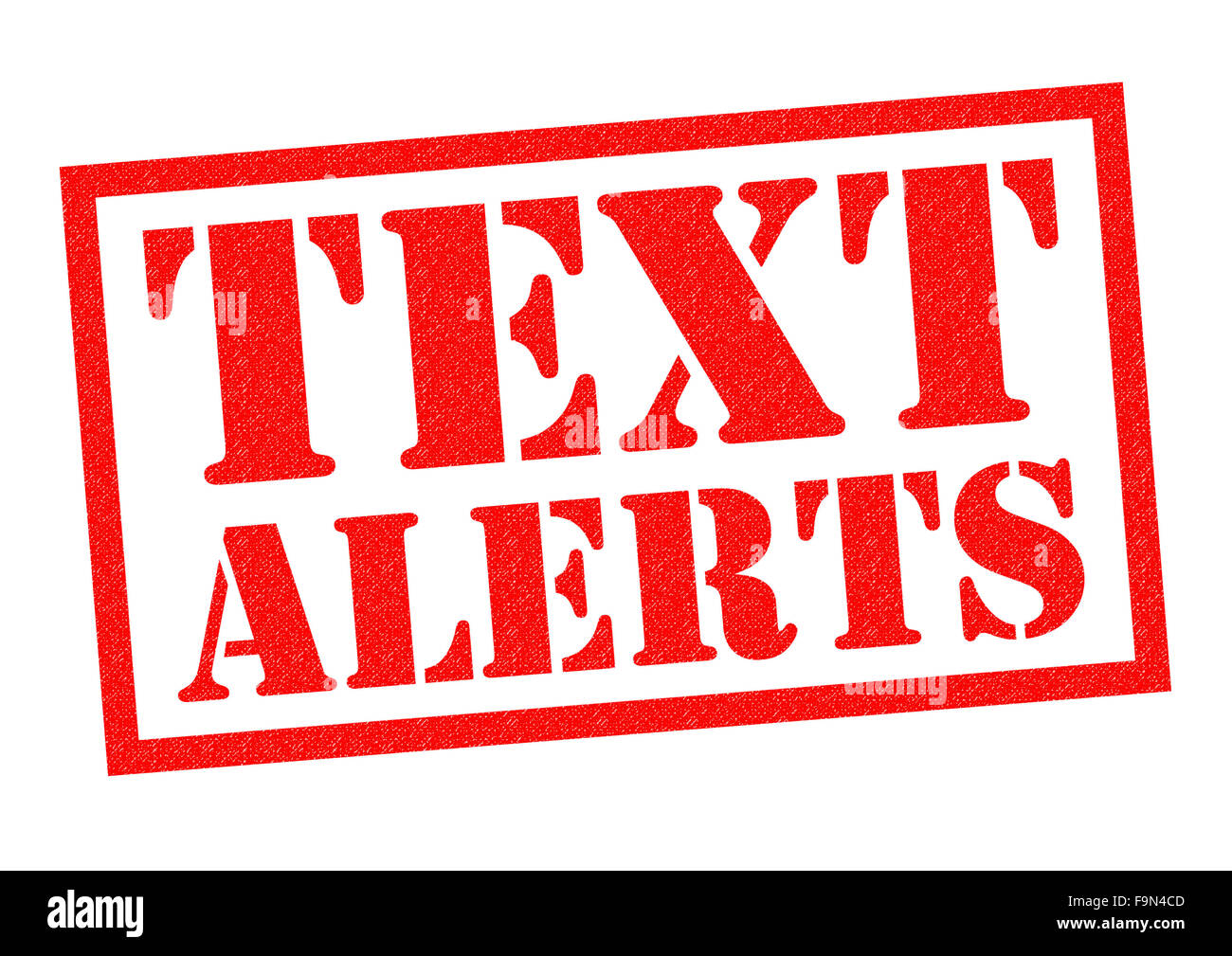 TEXT ALERTS red Rubber Stamp over a white background Stock Photo - Alamy