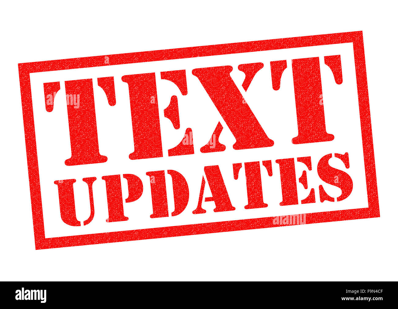 TEXT UPDATES red Rubber Stamp over a white background Stock Photo - Alamy