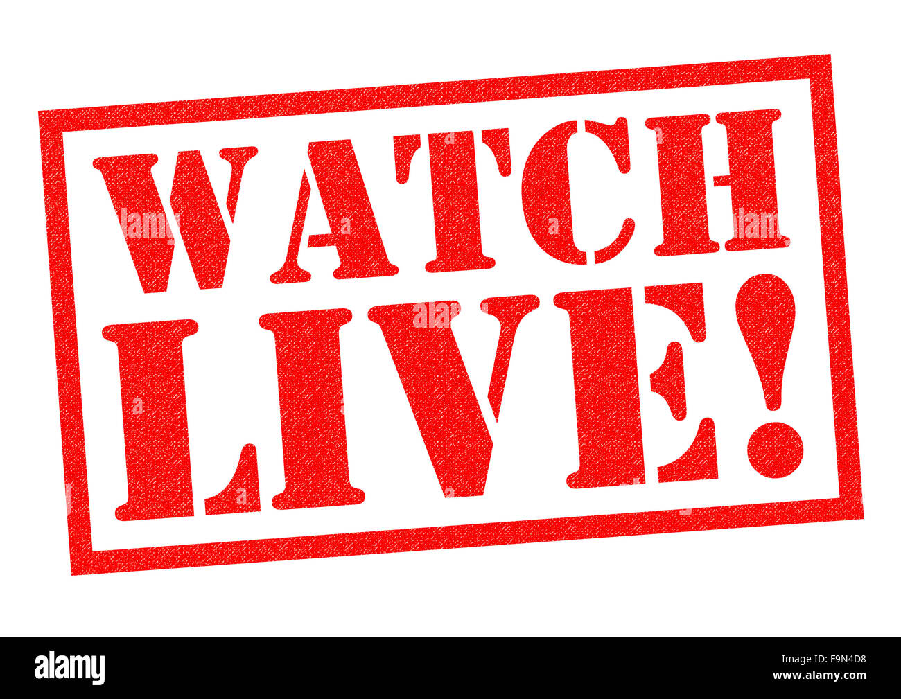 WATCH LIVE! red Rubber Stamp over a white background Stock Photo - Alamy