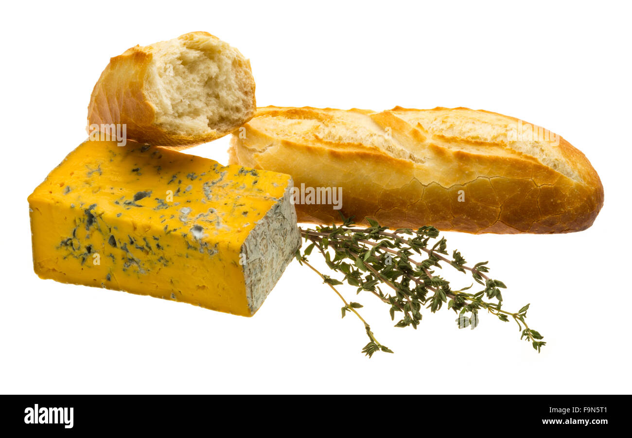 Freshly baked bread, yellow cheese and thyme Stock Photo - Alamy