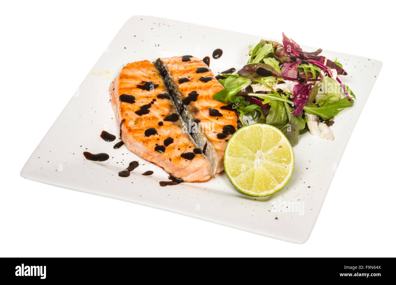 savory fish portion : roasted norwegian salmon fillet garnished with ...