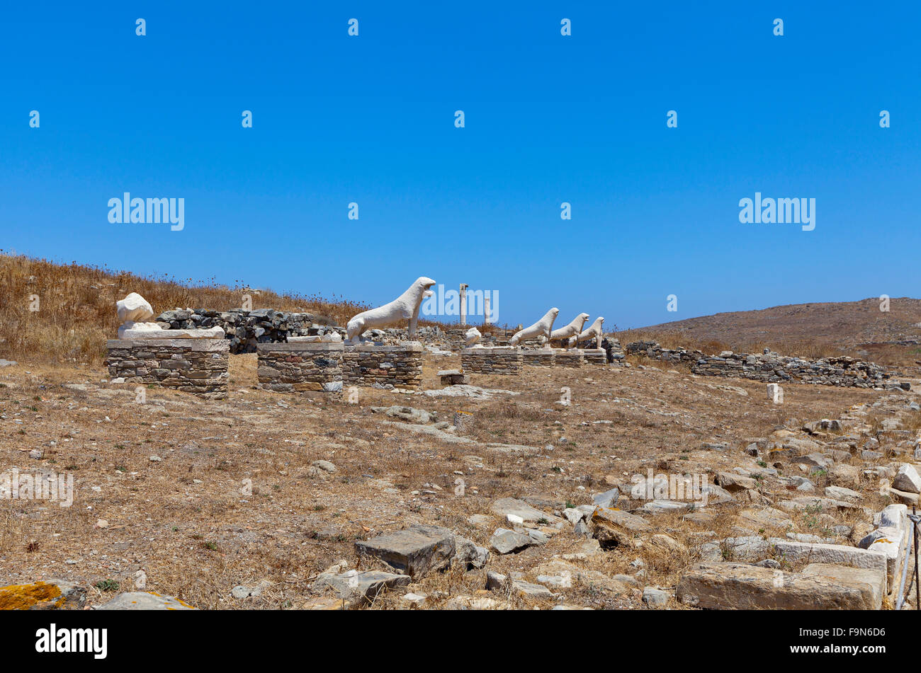 Archaeological site on the island of Delos, near Mykonos Stock Photo ...