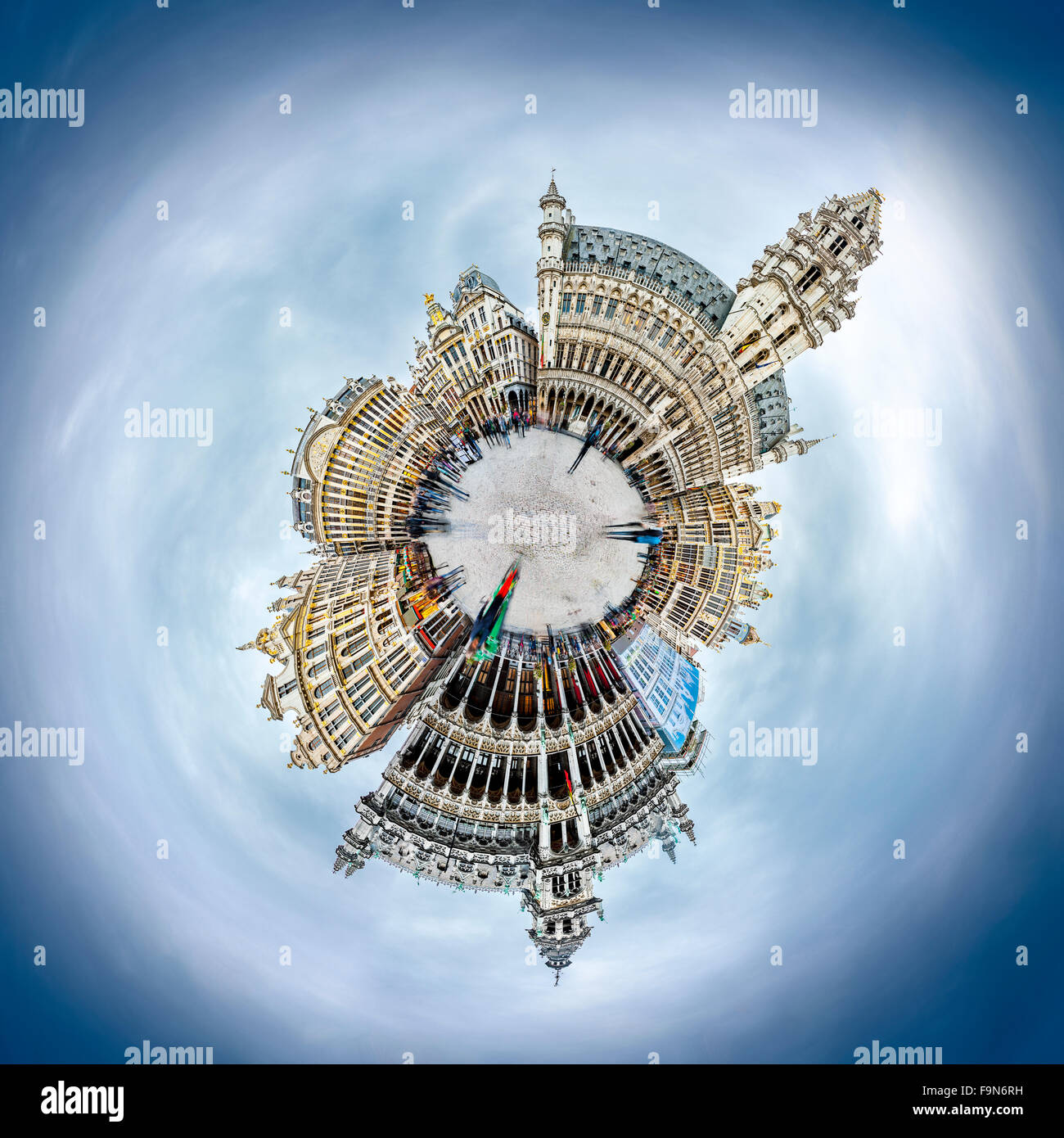 Brussels grand place panoramic montage from 16 HDR images Stock Photo ...