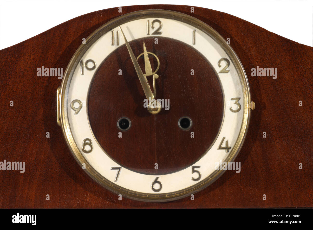 Old clock on a white wall. close up, isolated on white Stock Photo - Alamy