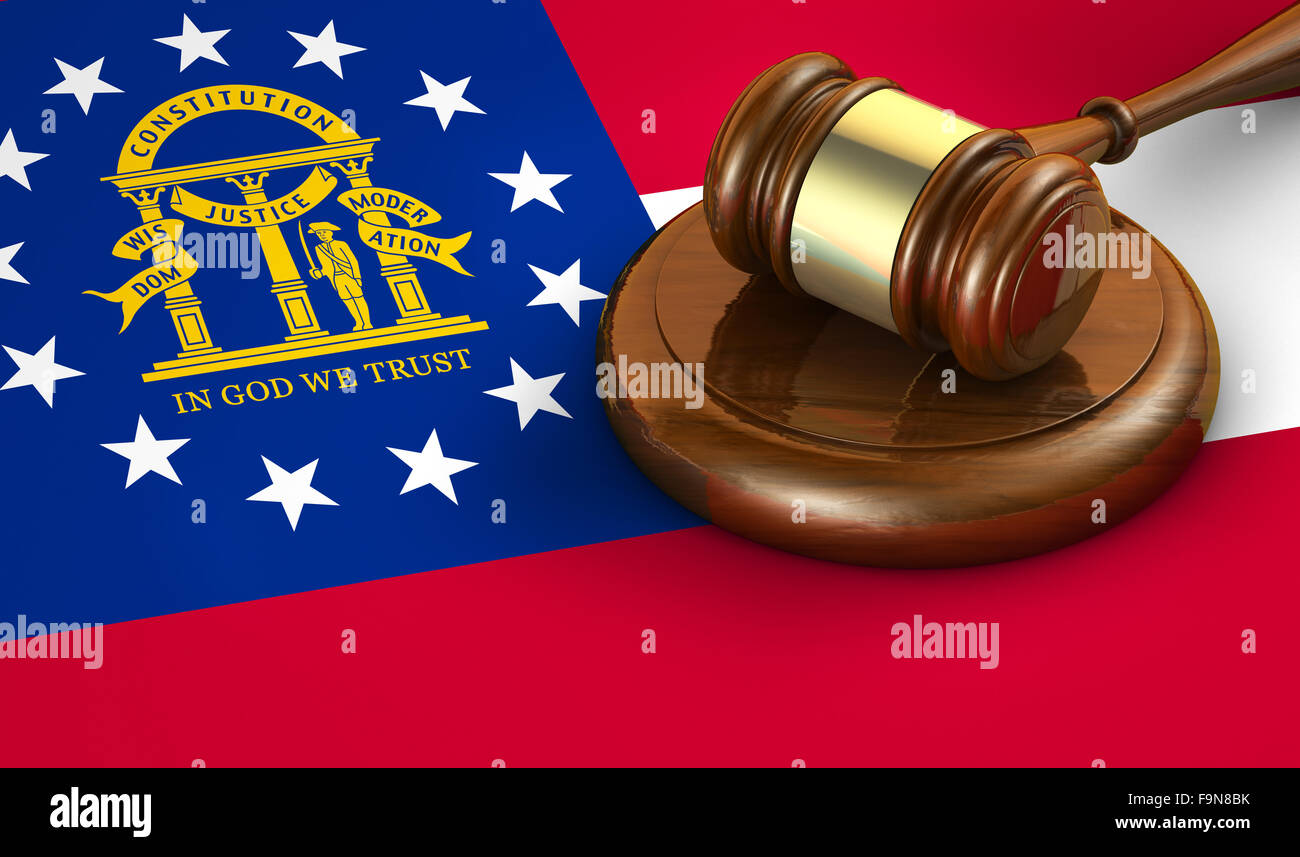 US Georgia state law, code, legal system and justice concept with a 3d ...