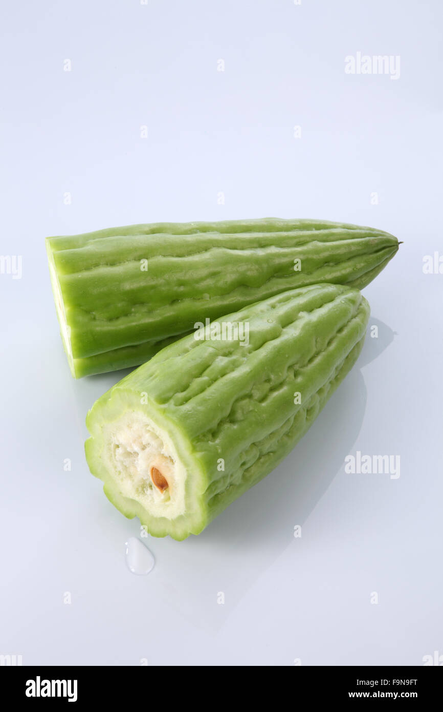 bitter guard on the white background Stock Photo - Alamy