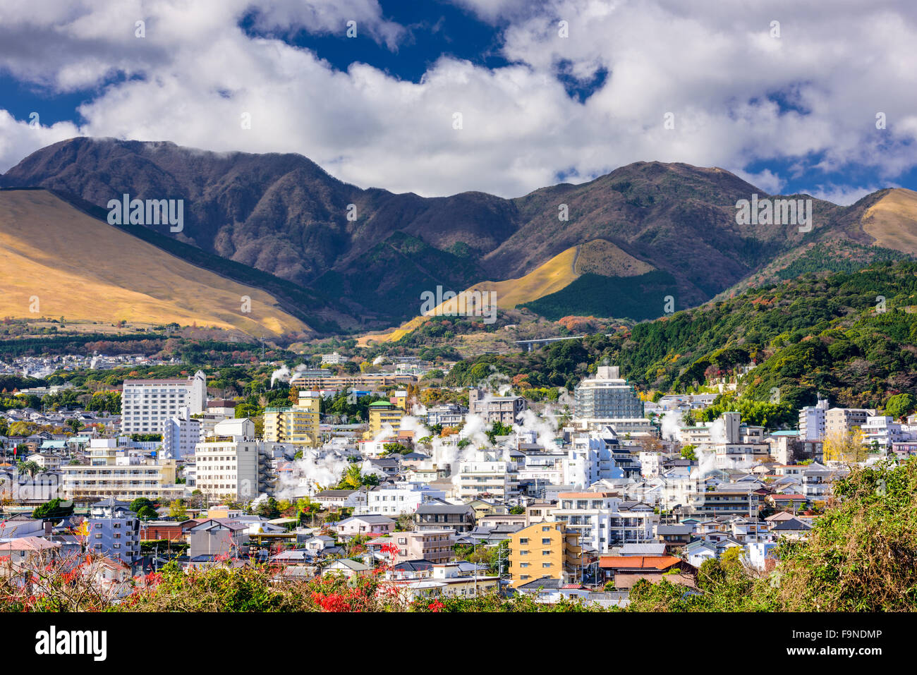 Beppu, Japan cityscape with hot spring bath houses Stock Photo - Alamy