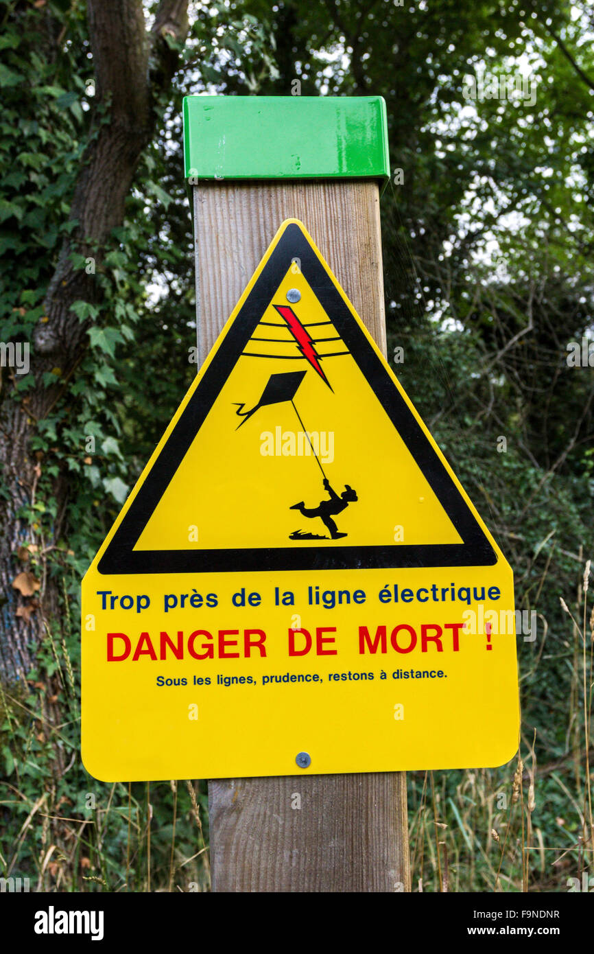 Warning sign near Saint-Etienne in France Stock Photo - Alamy