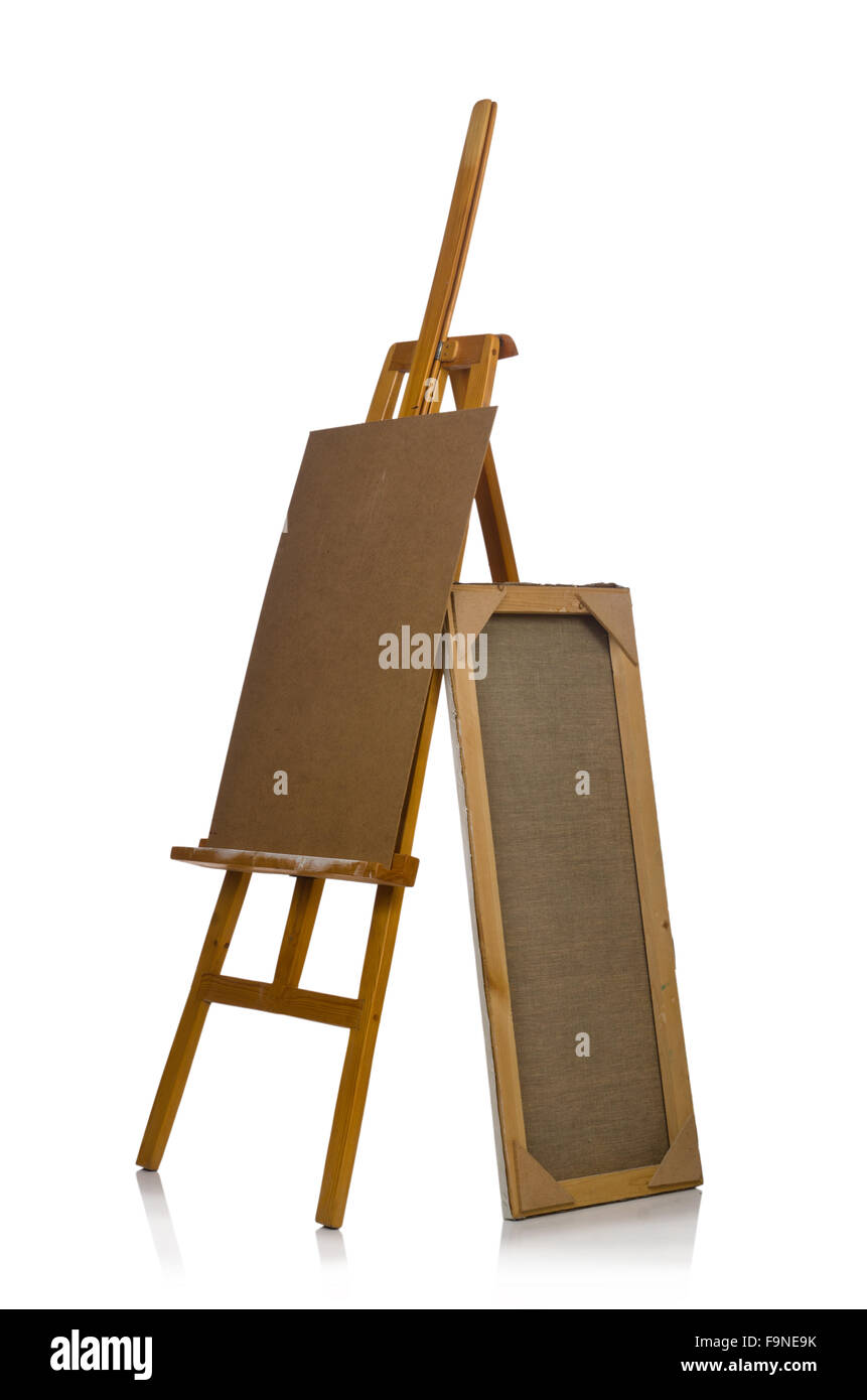 Easel isolated on the white background Stock Photo - Alamy