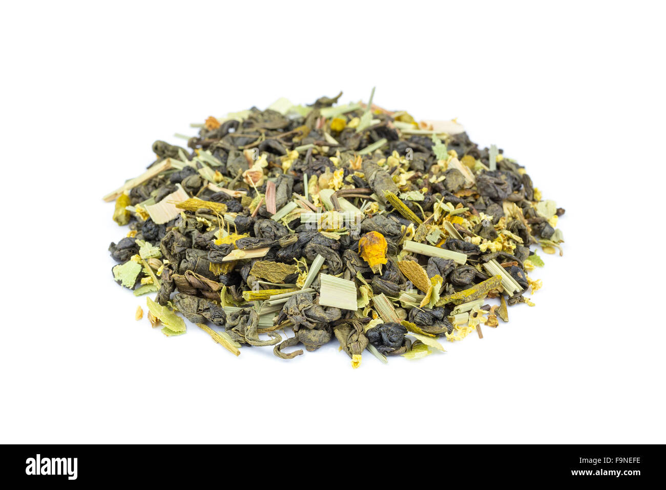 Loose blended biological Sweet angels tea isolated on white background ...