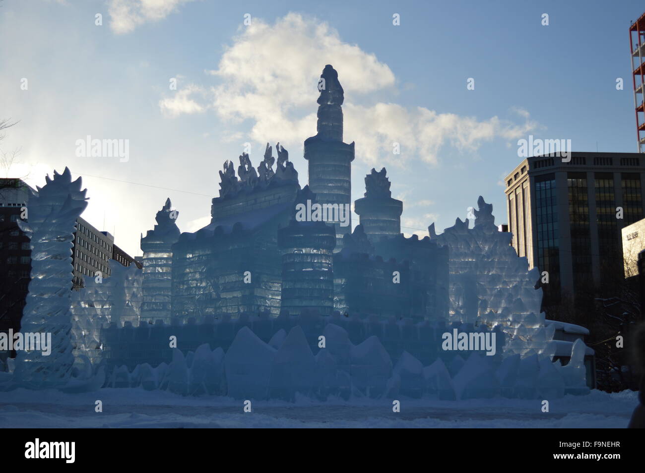 Snow festival: ice made tall historic buildings, and transparent ...