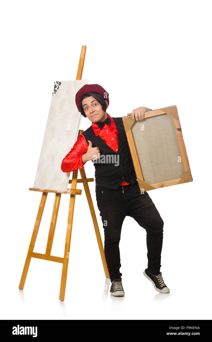 Funny artist isolated on white Stock Photo - Alamy