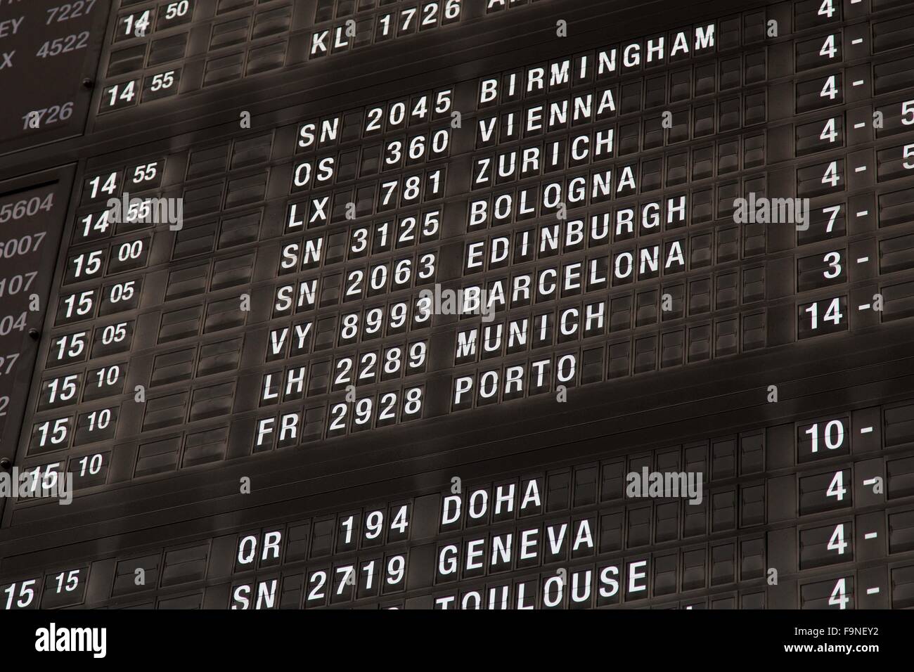 Airport departure board in terminal with flight information Stock Photo ...