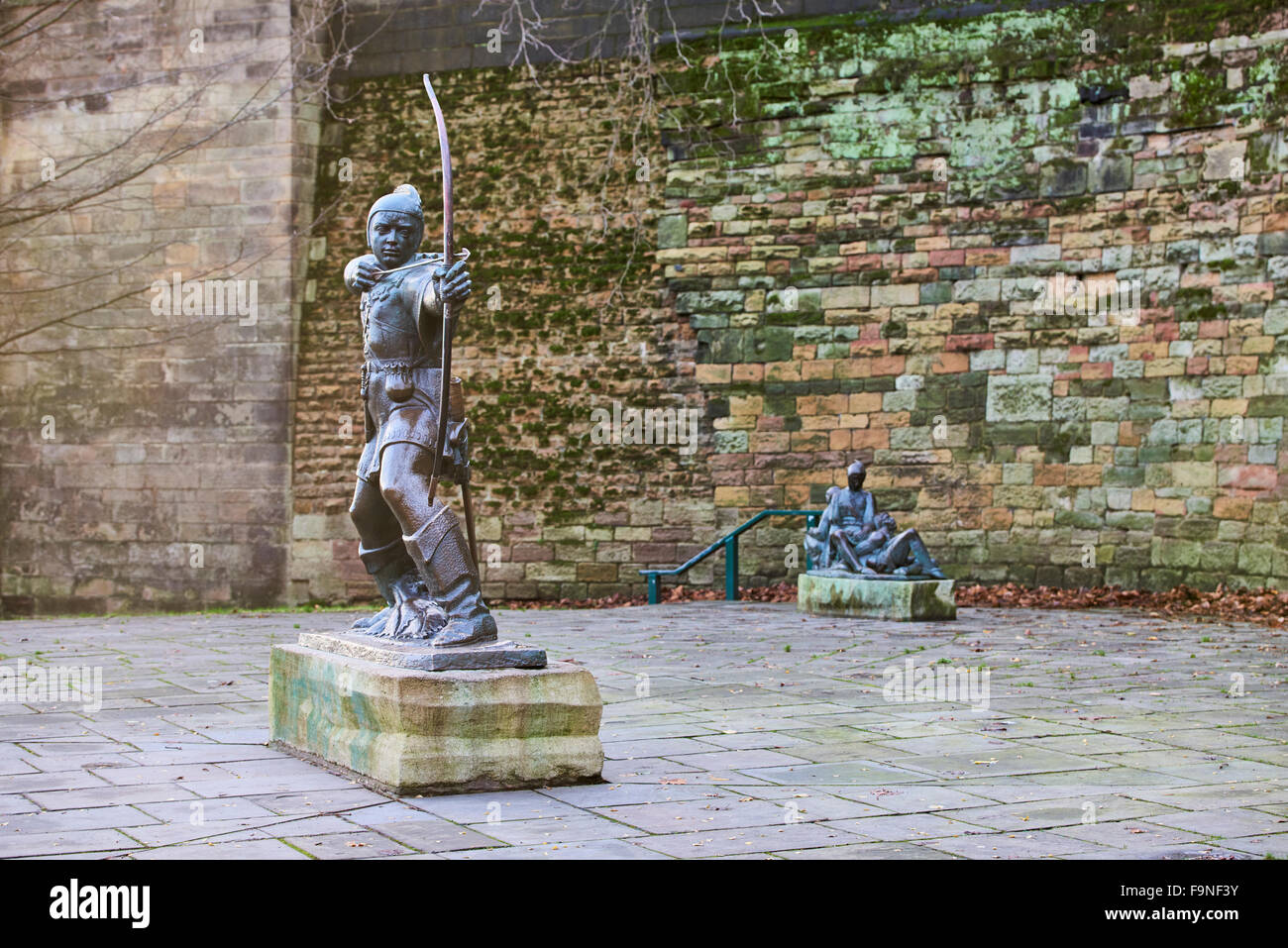 NOTTINGHAM, UK - DECEMBER 04: Statue of Robin Hood outside Nottingham ...