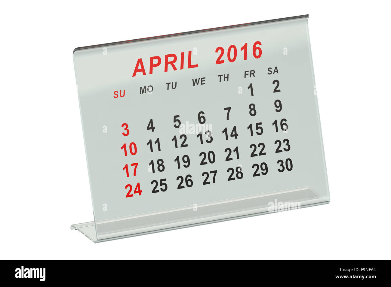 April 2016 calendar isolated on white background Stock Photo - Alamy