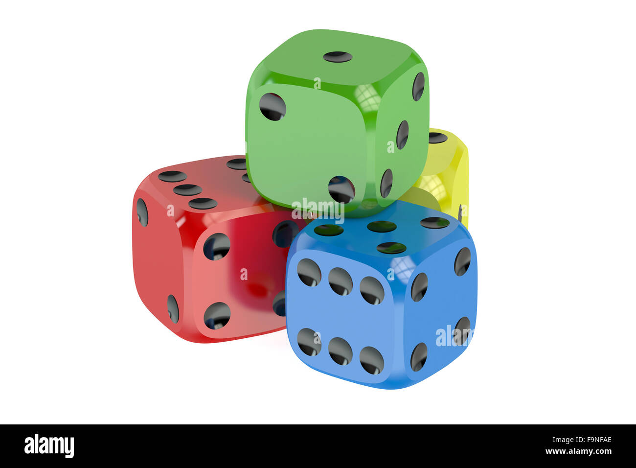 colored dices isolated on white background Stock Photo - Alamy