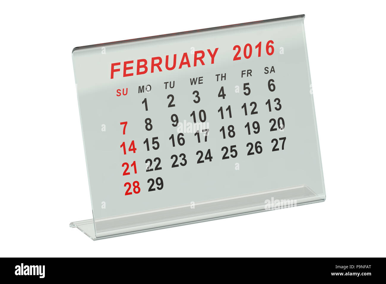 February 2016 calendar isolated on white background Stock Photo - Alamy