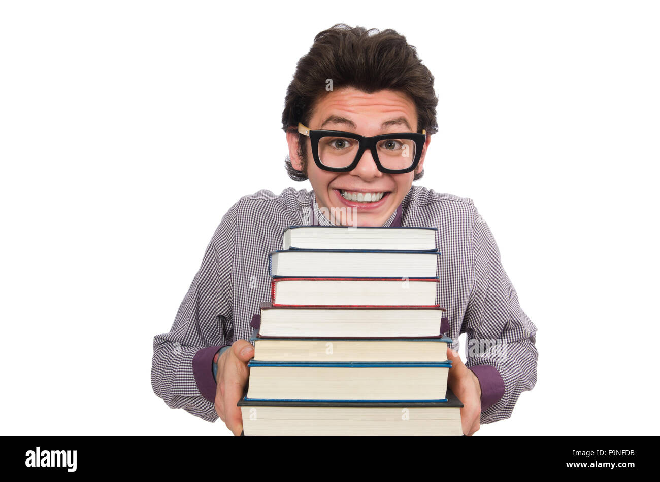 Student with books isolated on white Stock Photo - Alamy