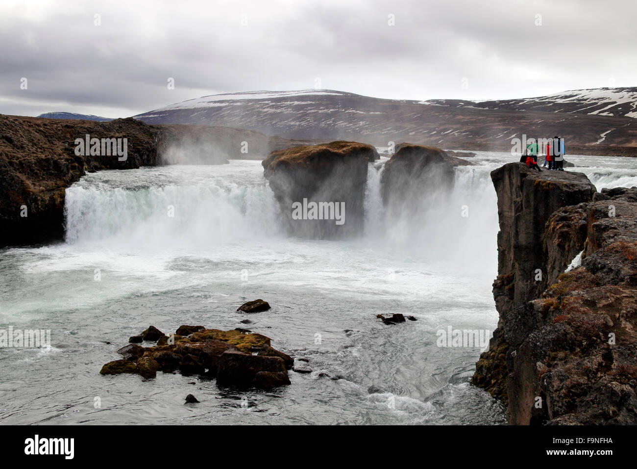 Tourists at Goðafoss Waterfall Northern Iceland Stock Photo - Alamy
