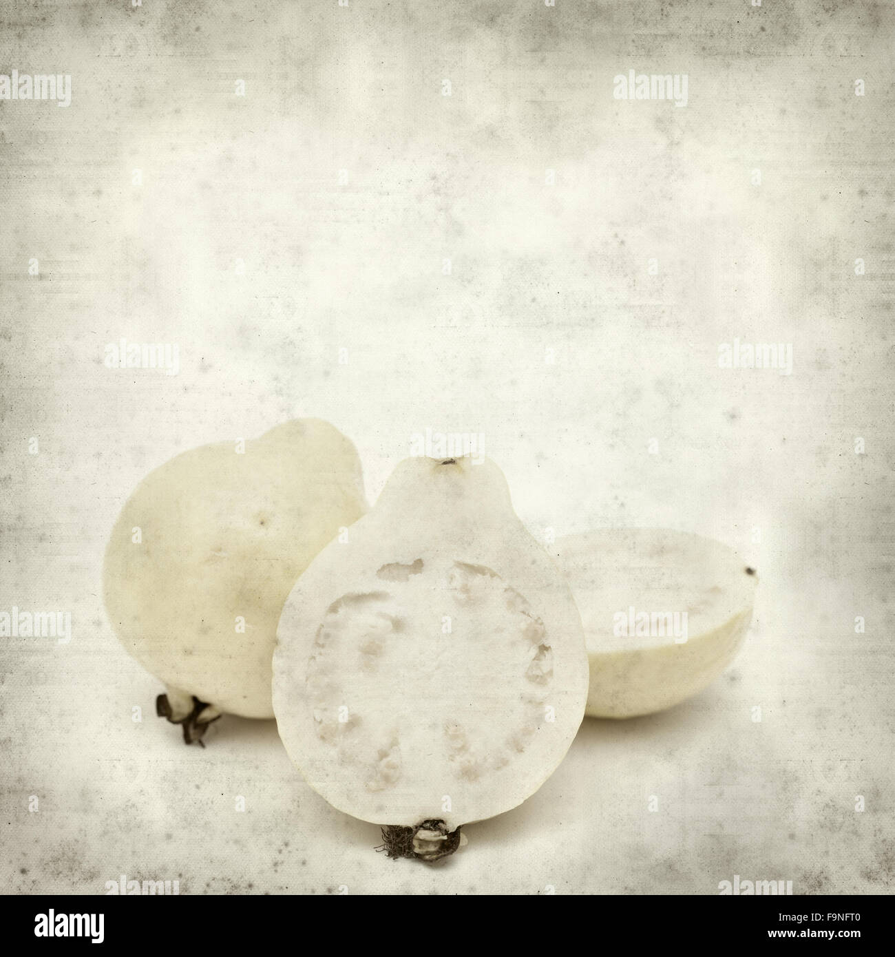 textured old paper background with white guava fruit Stock Photo - Alamy
