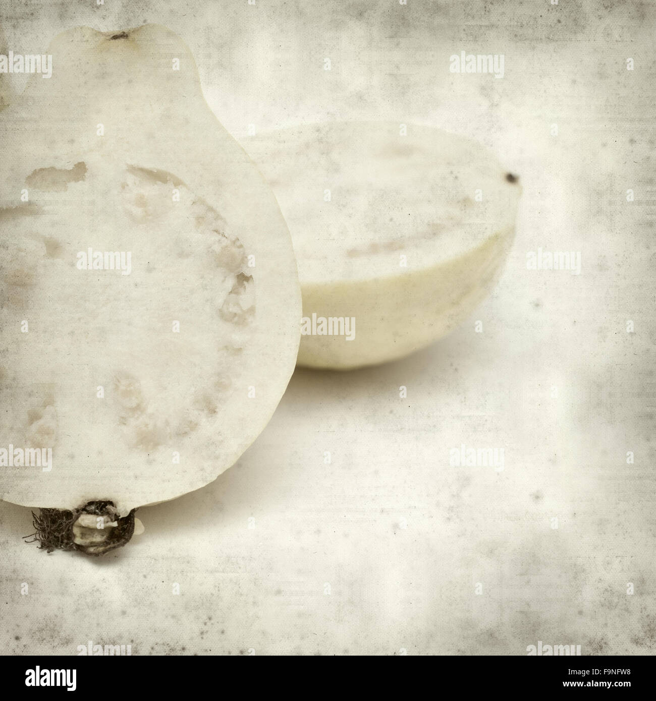 textured old paper background with white guava fruit Stock Photo - Alamy
