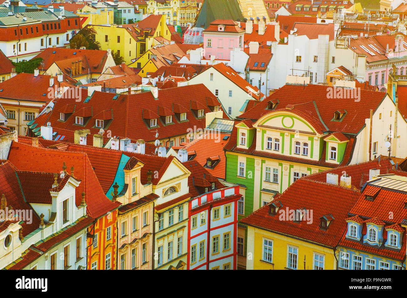 Red Prague roofs Stock Photo - Alamy