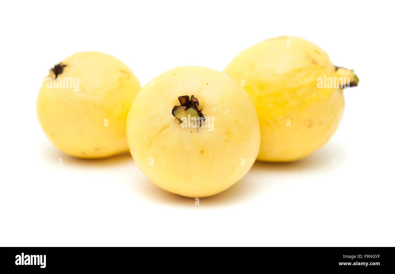 yellow guava fruit isolated on white background Stock Photo - Alamy