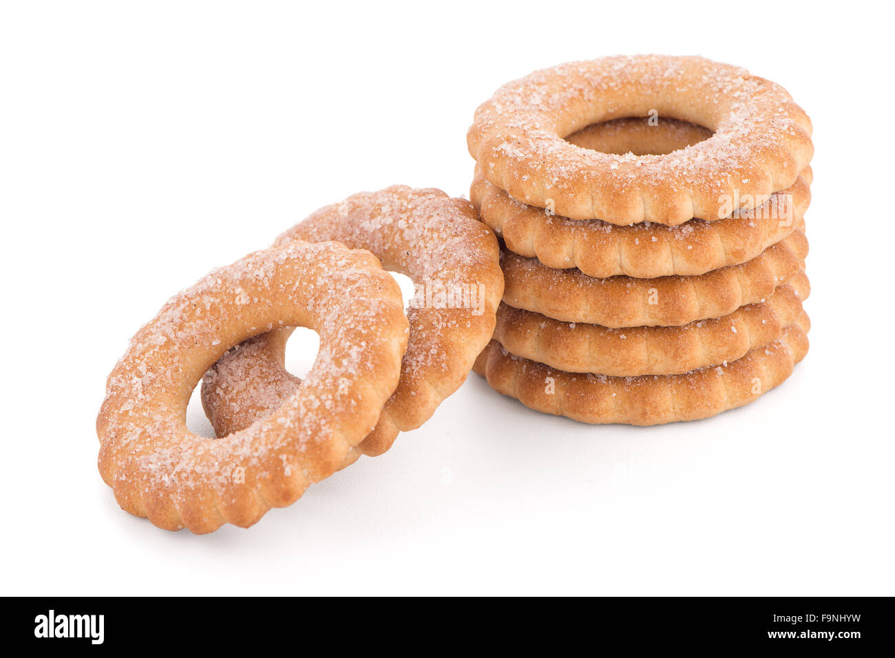 Rings biscuits pile isolated on a white background Stock Photo - Alamy