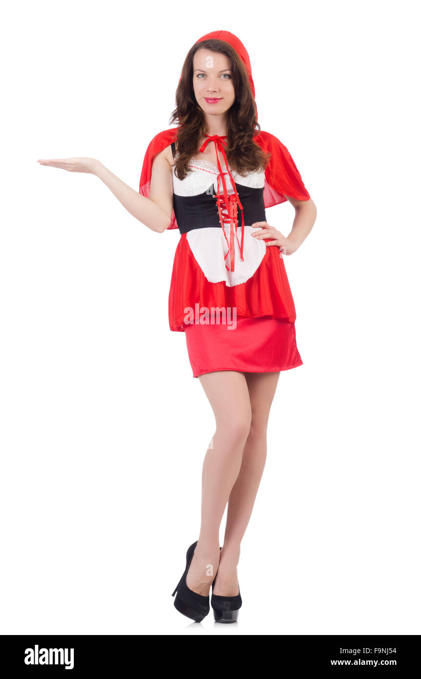 Little red riding hood isolated on white Stock Photo - Alamy