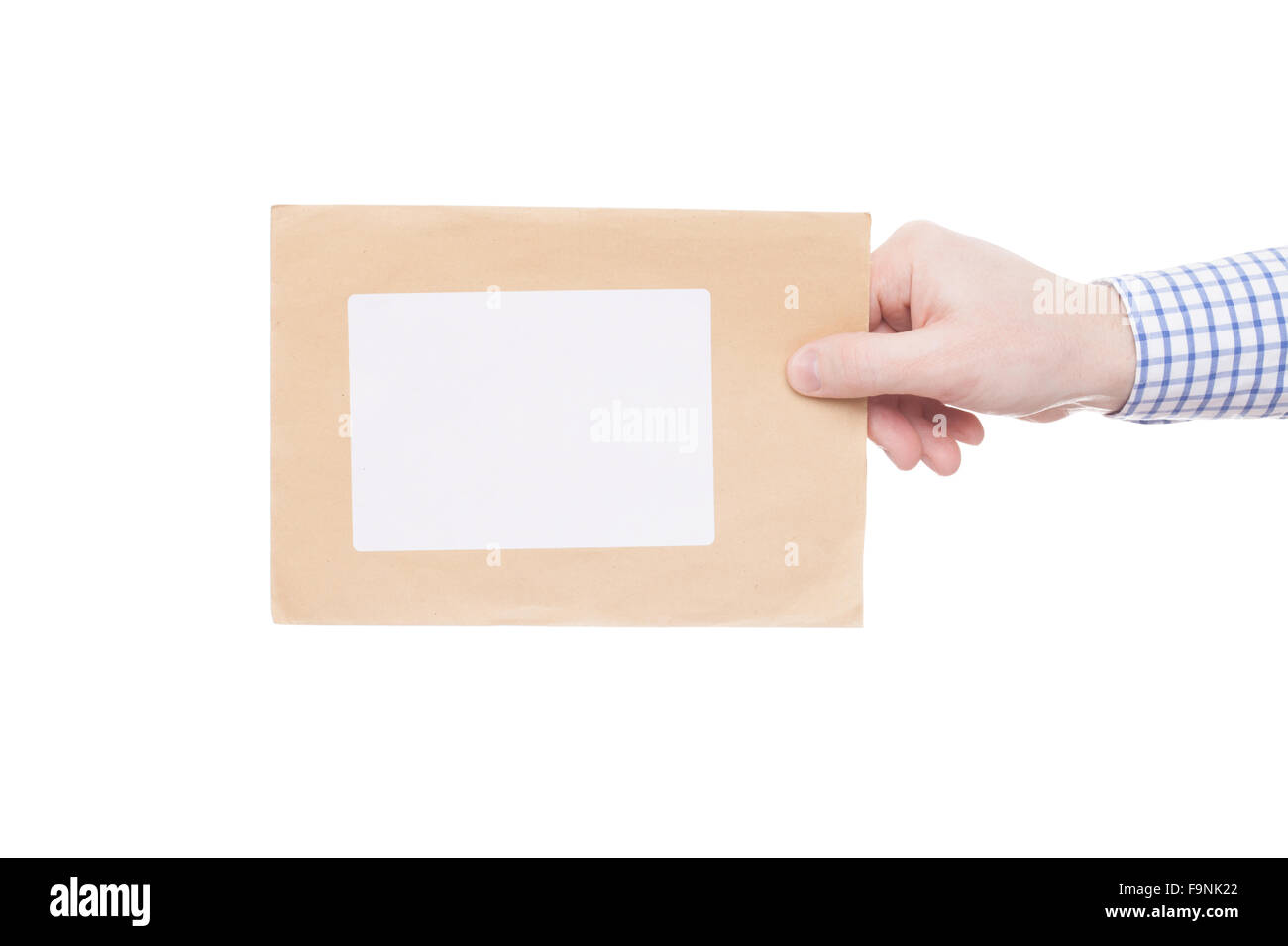 Delivering of letter to recipient (only one hand and parcel seen Stock ...