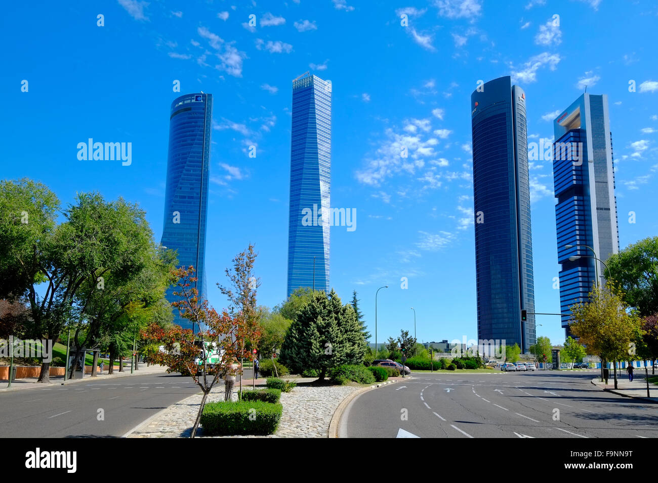 Cuatro Torres Towers Madrid Spain ES Stock Photo - Alamy