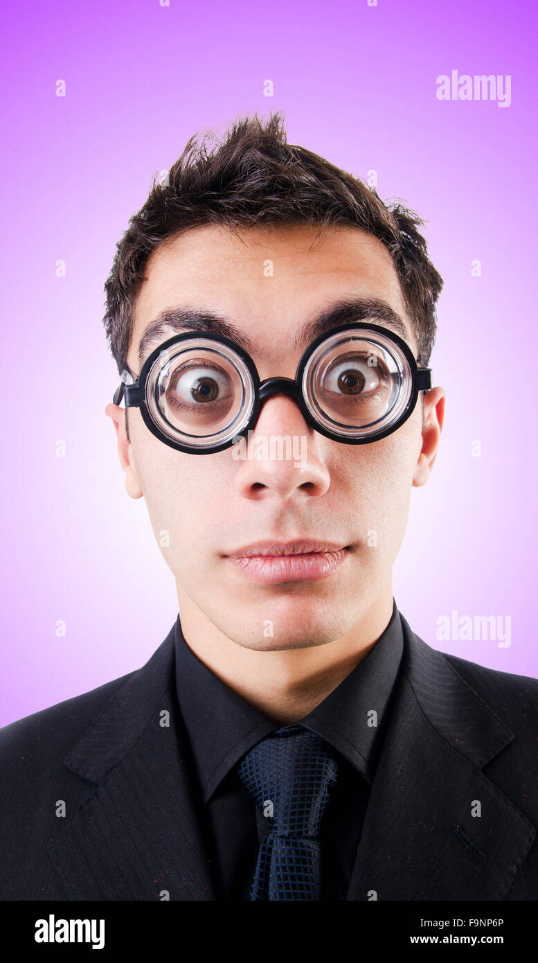 Nerd businessman against the gradient Stock Photo - Alamy