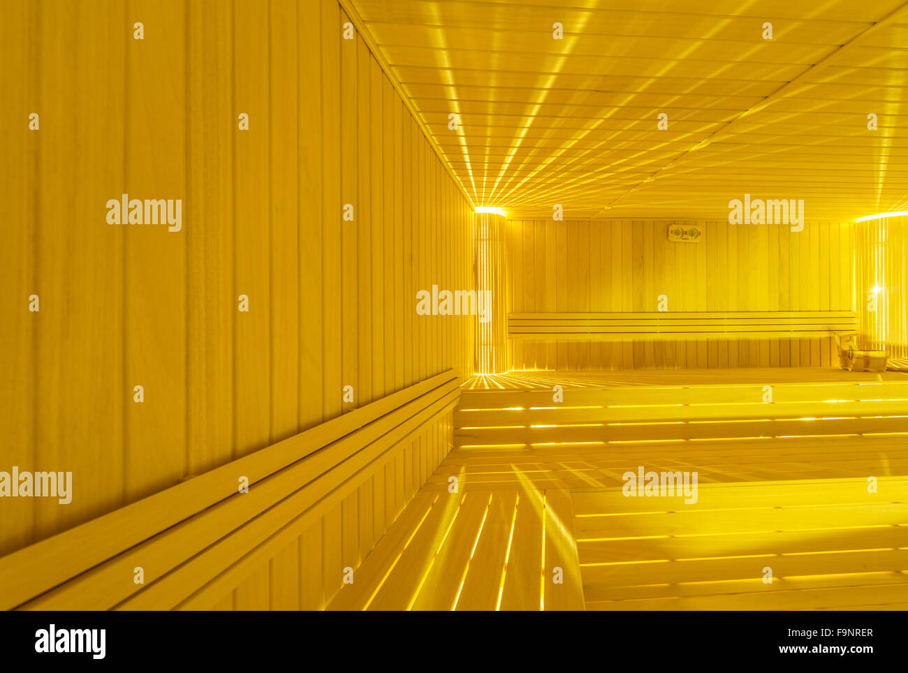 Hot wooden sauna room interior Stock Photo - Alamy