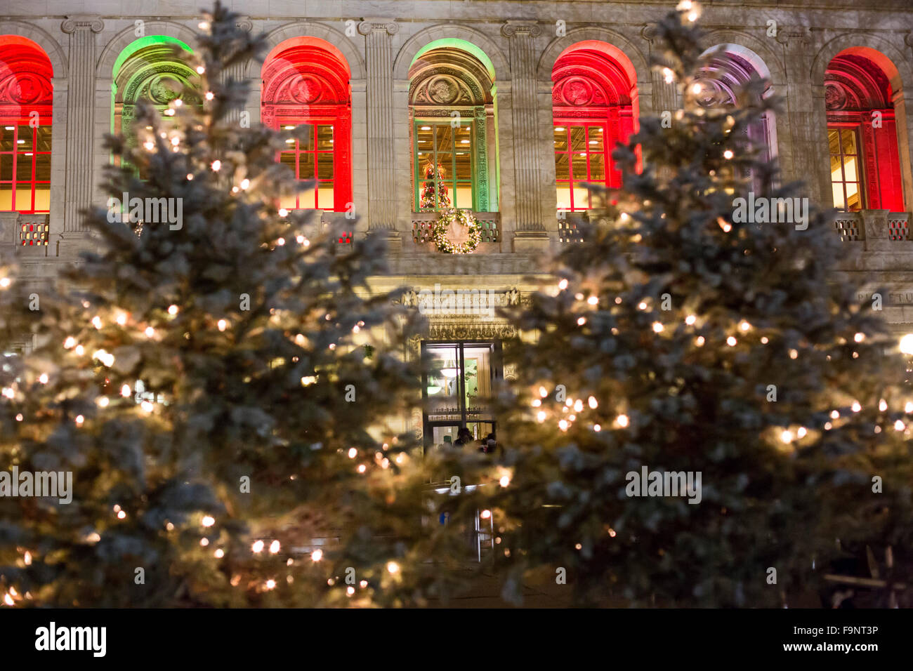 Detroit, Michigan - The Detroit Public Library, decorated for the ...