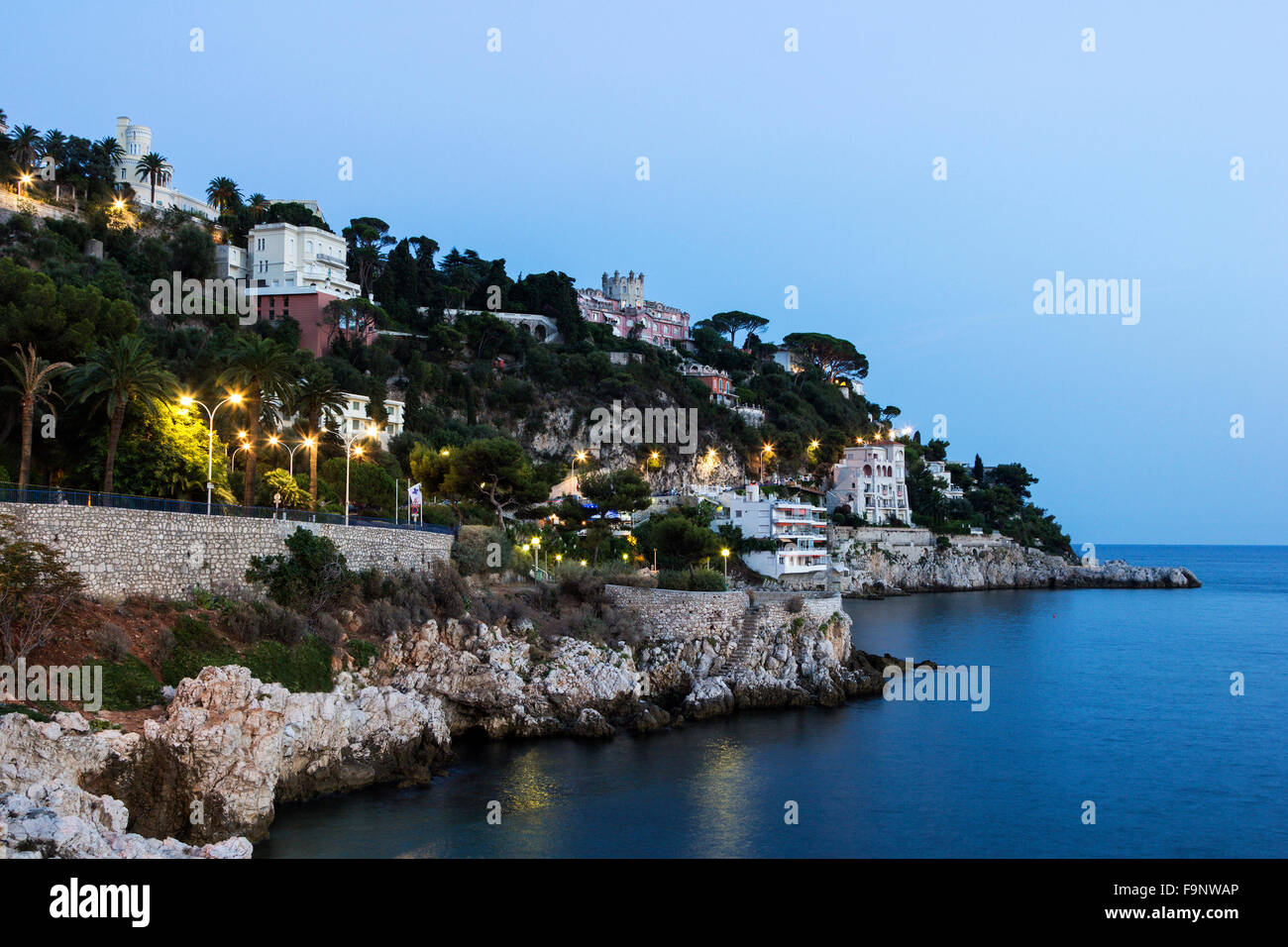 French Riviera coast in the evening Stock Photo - Alamy