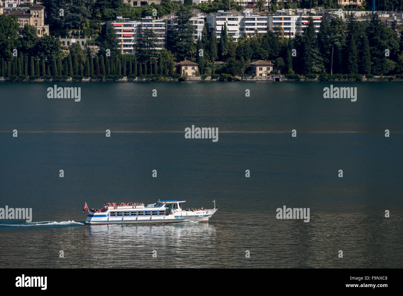 Ferry on Lake Lugano Stock Photo - Alamy