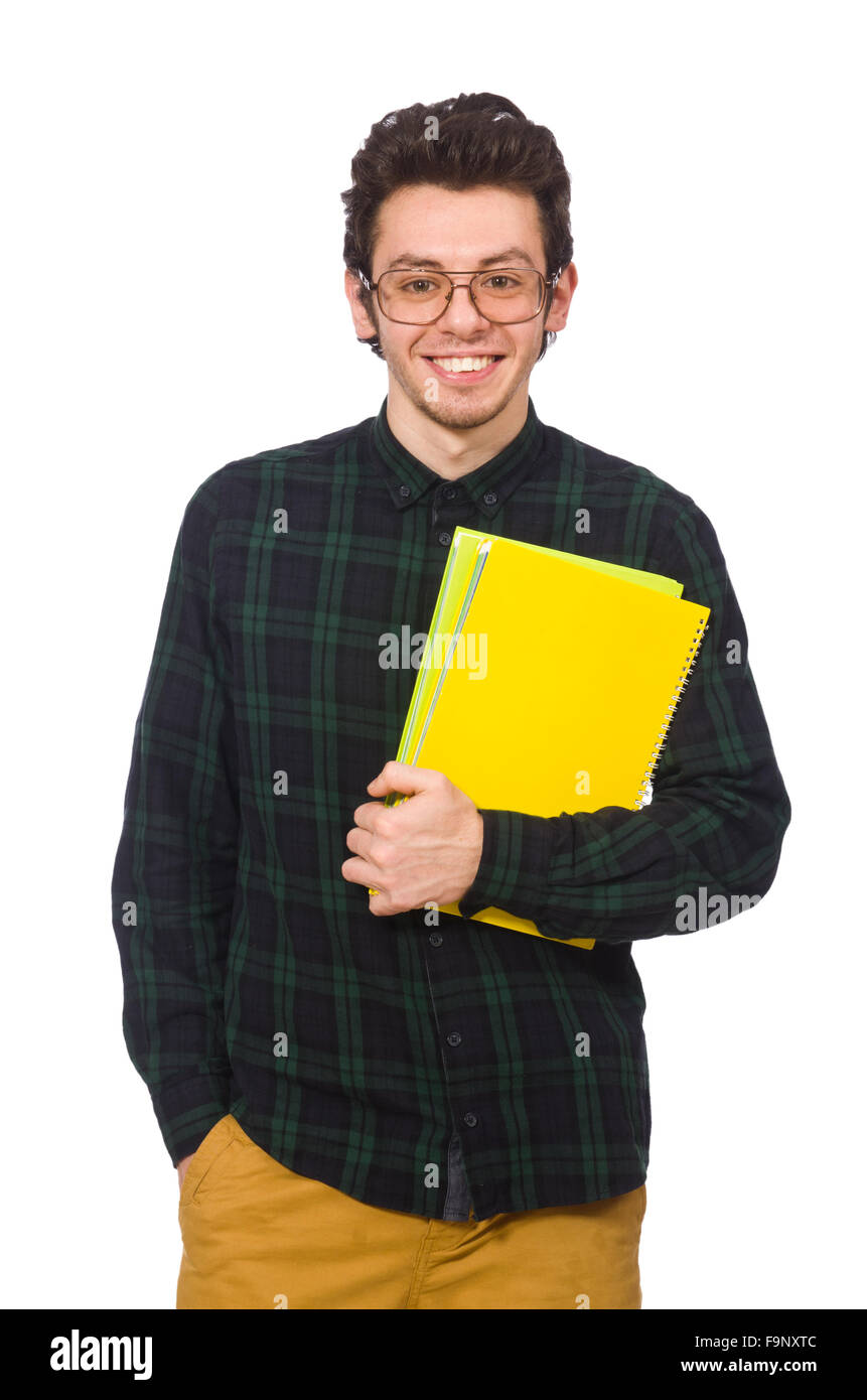 Funny student isolated on the white Stock Photo - Alamy