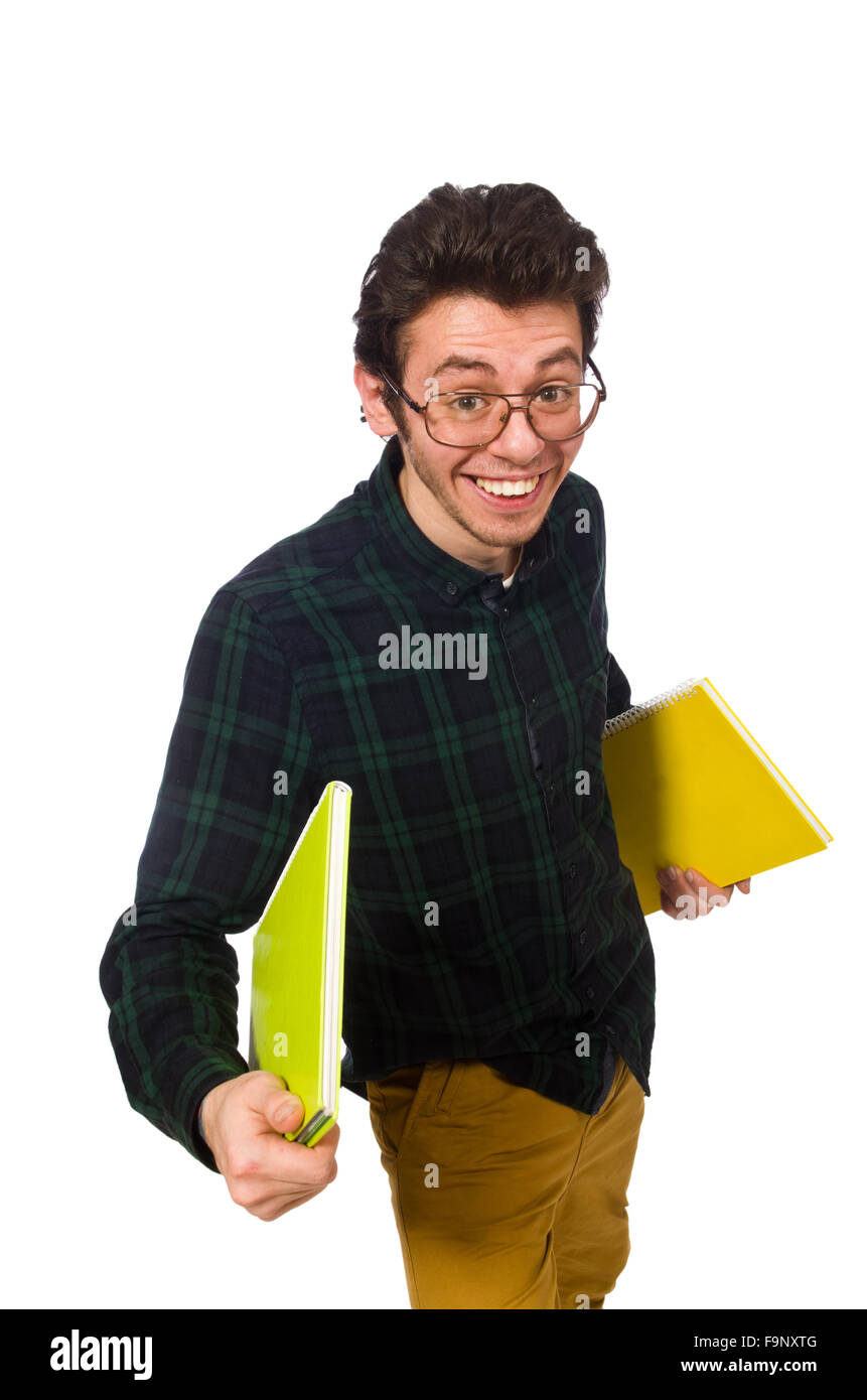Funny student isolated on the white Stock Photo - Alamy