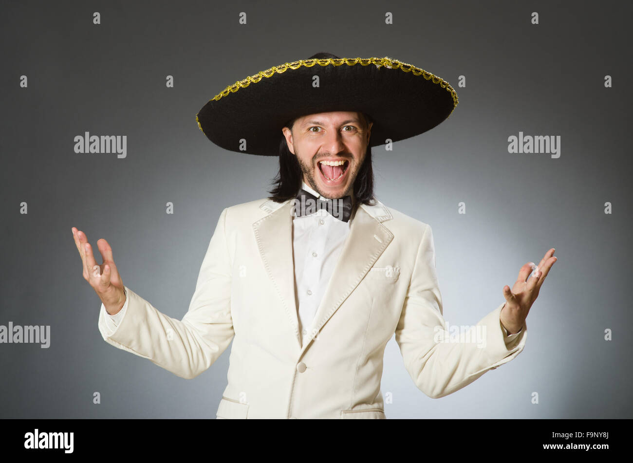 Person wearing sombrero hat in funny concept Stock Photo - Alamy
