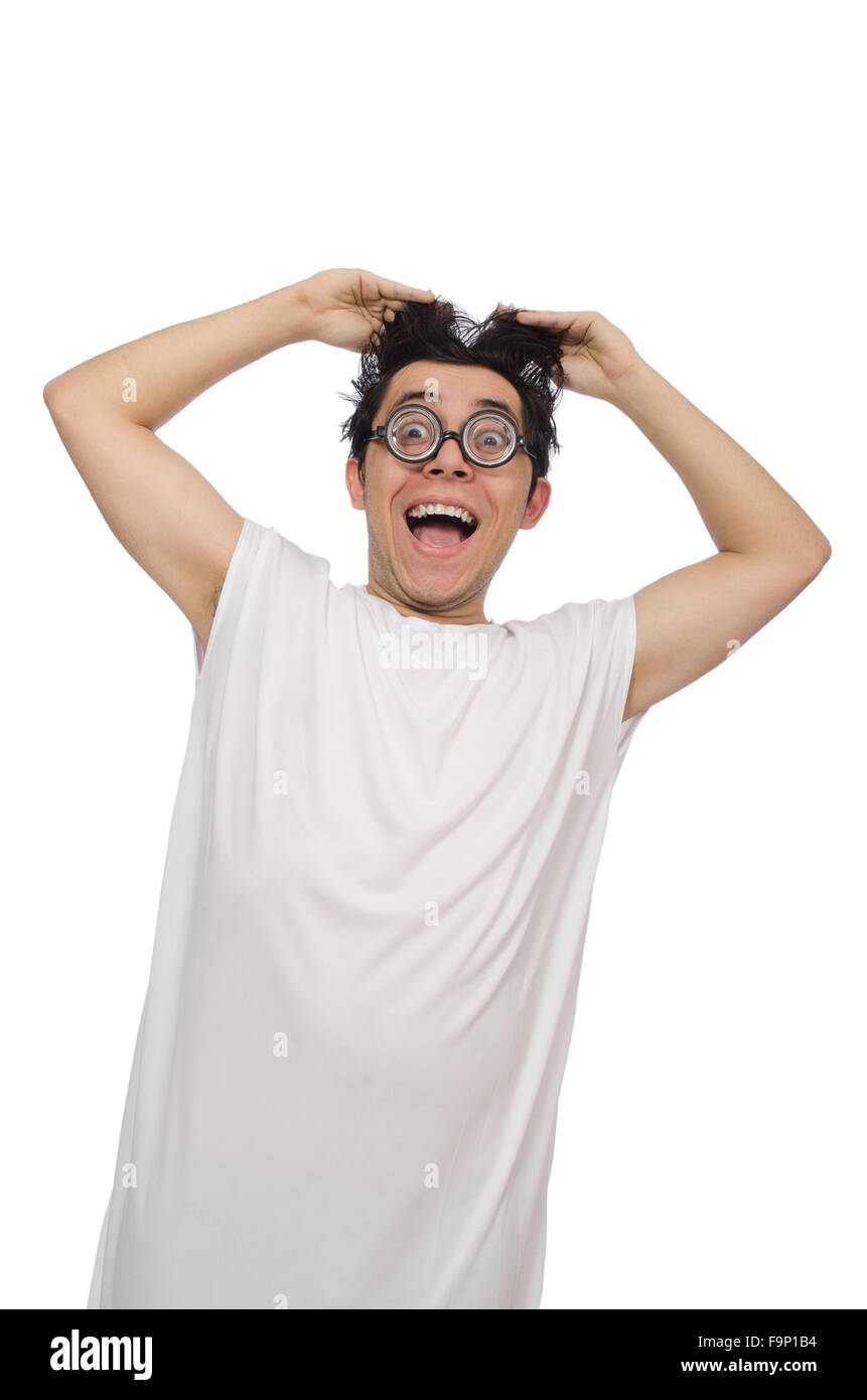 Funny man suffering from mental disorder Stock Photo - Alamy