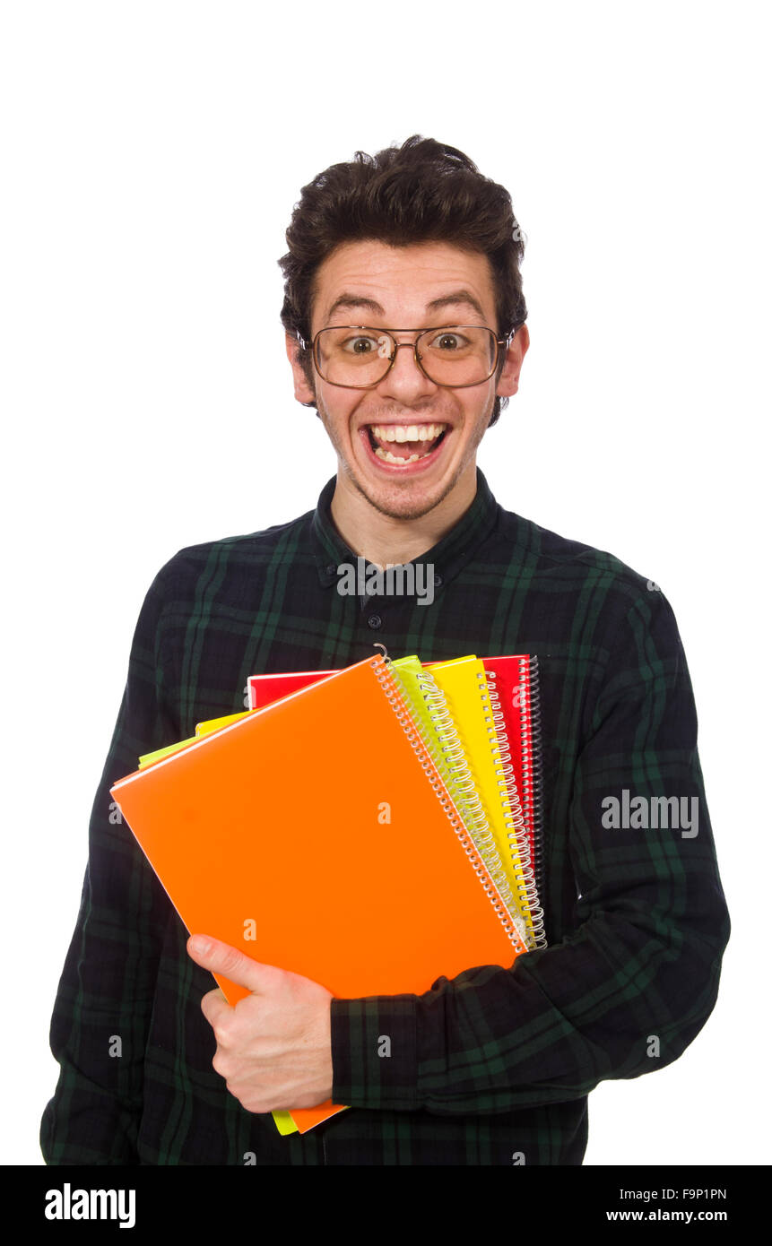 Funny student isolated on the white Stock Photo - Alamy
