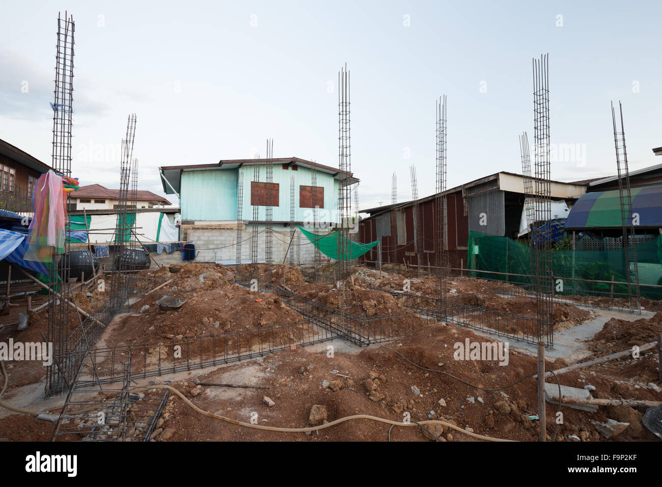 reinforce steel rod for beam and pillar at construction site Stock ...