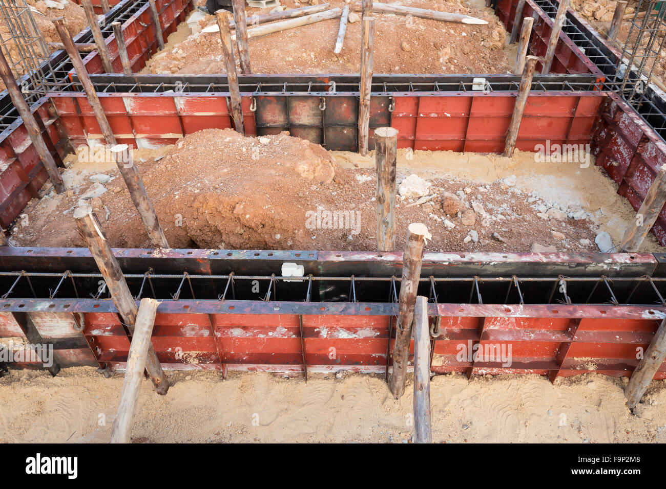 concrete beam mold for house construction at construction site Stock ...