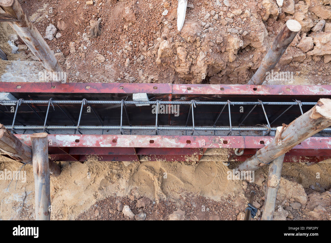 concrete beam mold for house construction at construction site Stock ...
