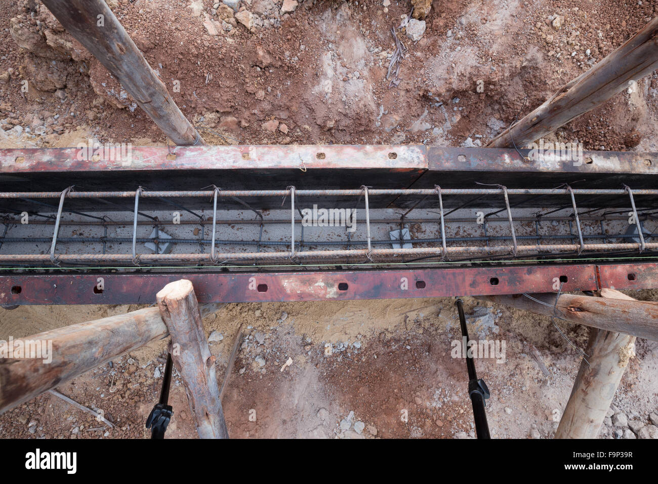 concrete beam mold for house construction at construction site Stock ...