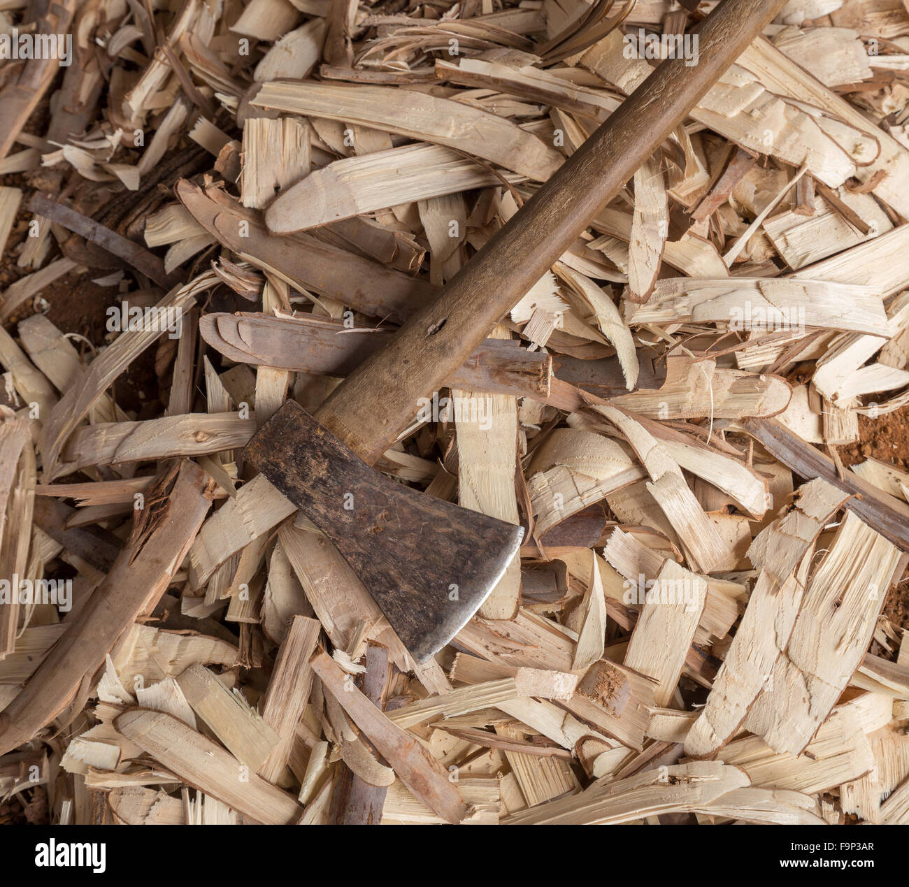 Old heavy axe tool with wood scrap Stock Photo - Alamy