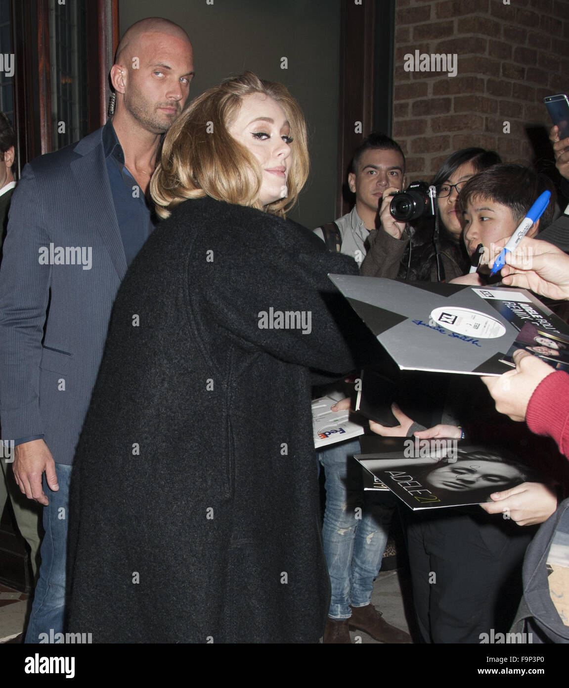 Adele Poses with Fans at NYC Hotel Featuring: Adele Adkins Where: New ...