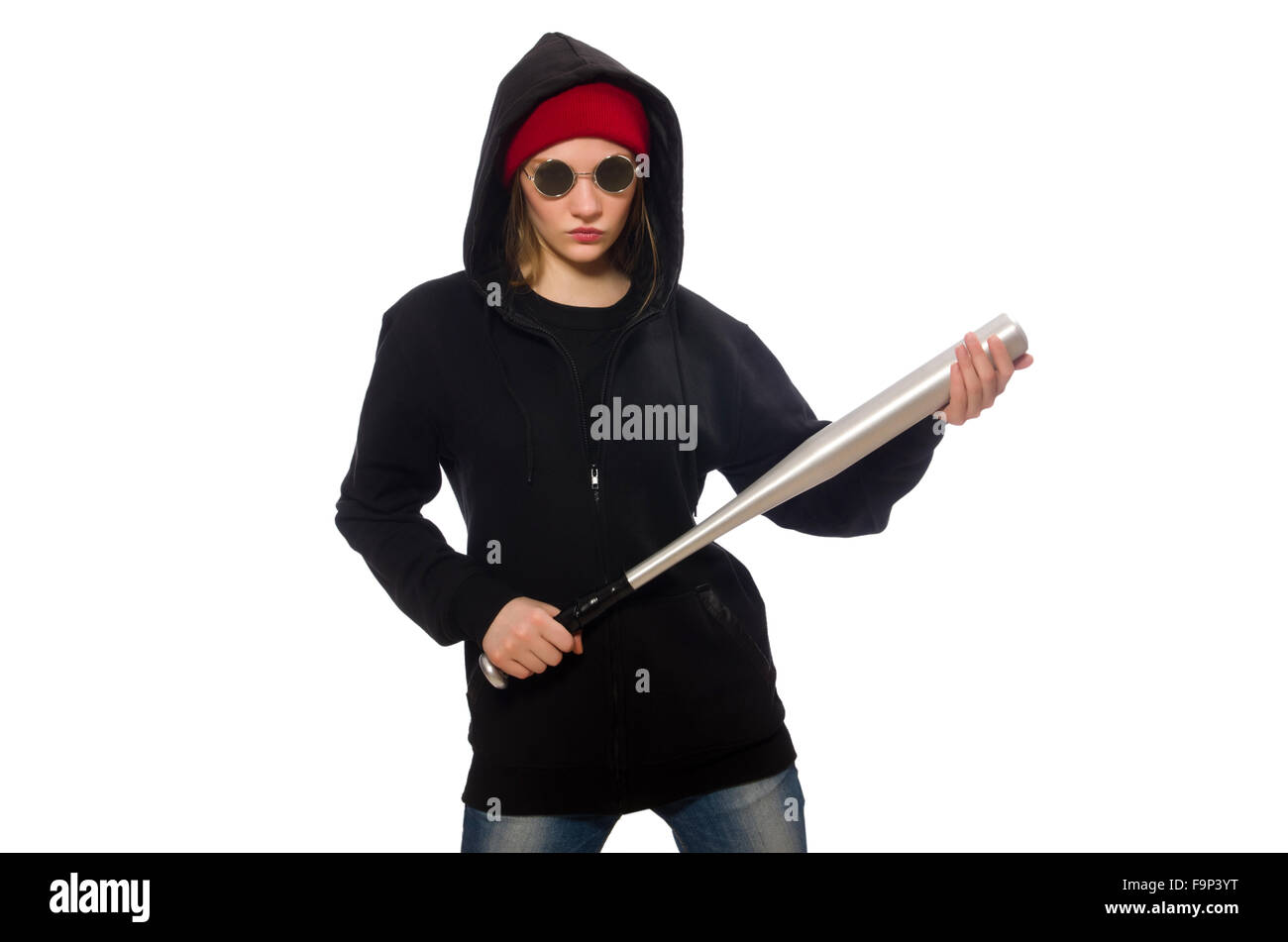 Woman hooligan isolated on the white Stock Photo - Alamy